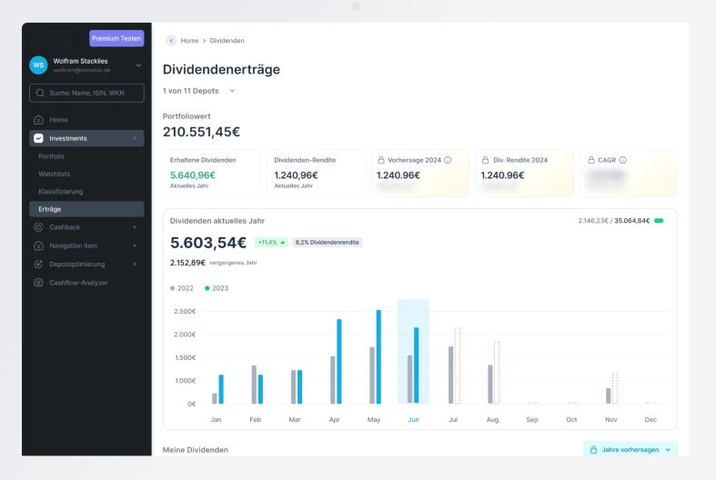 wealthAPI dividend planner